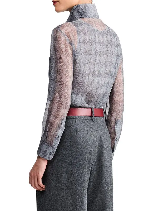 Giorgio Armani Silk High-neck Blouse With Diamond Print