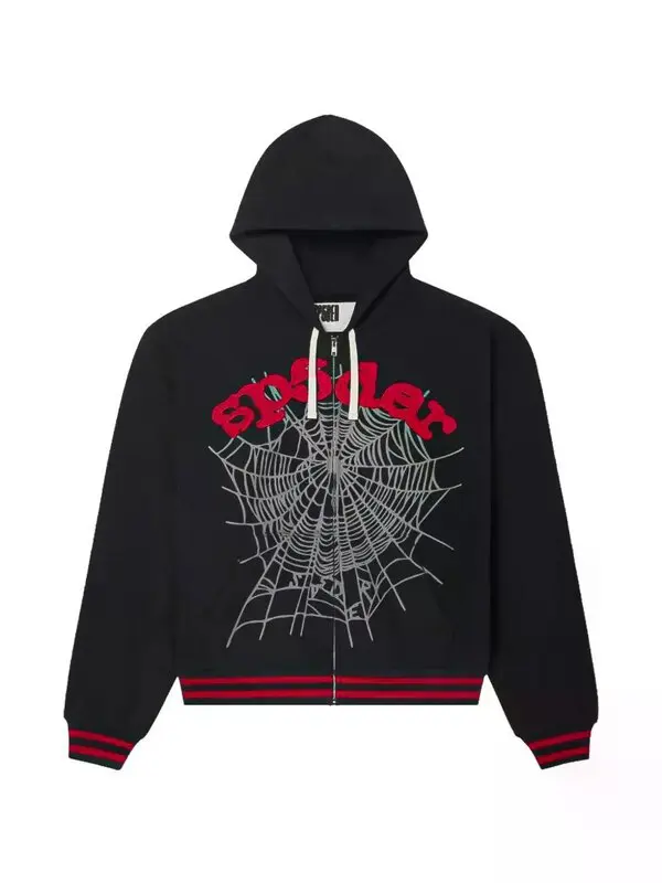 SP5DER Logo-print Zip-up Hoodie
