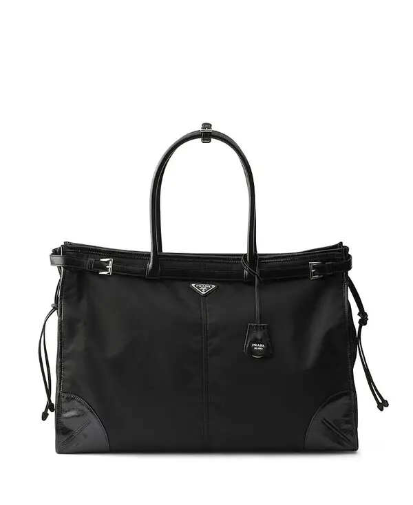 Prada Bonnie Re-nylon And Leather Tote Bag - Black