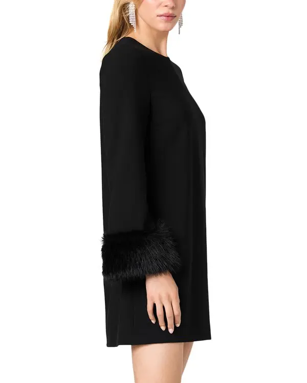 French Connection Whisper Faux Fur Cuff Mini Dress