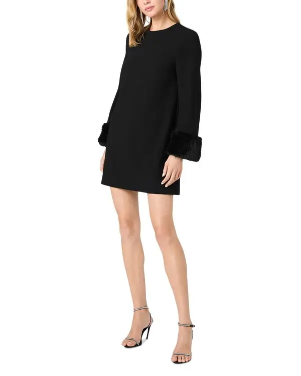 French Connection Whisper Faux Fur Cuff Mini Dress