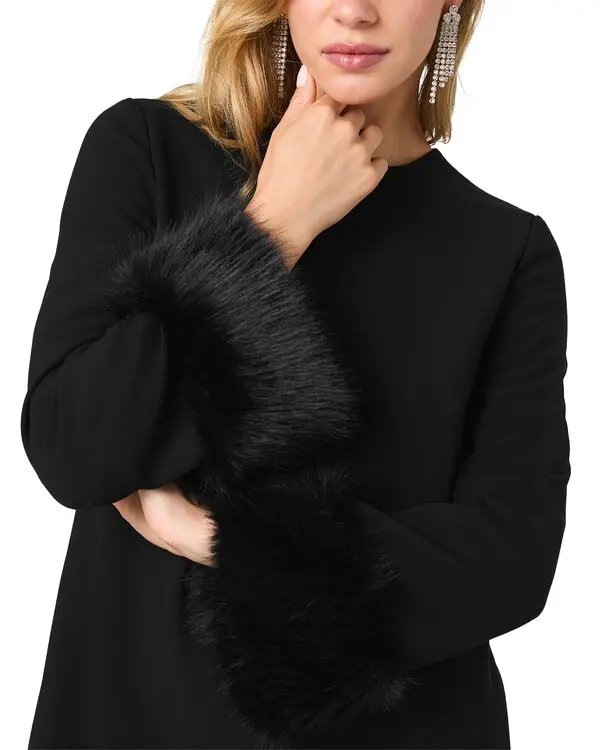 French Connection Whisper Faux Fur Cuff Mini Dress