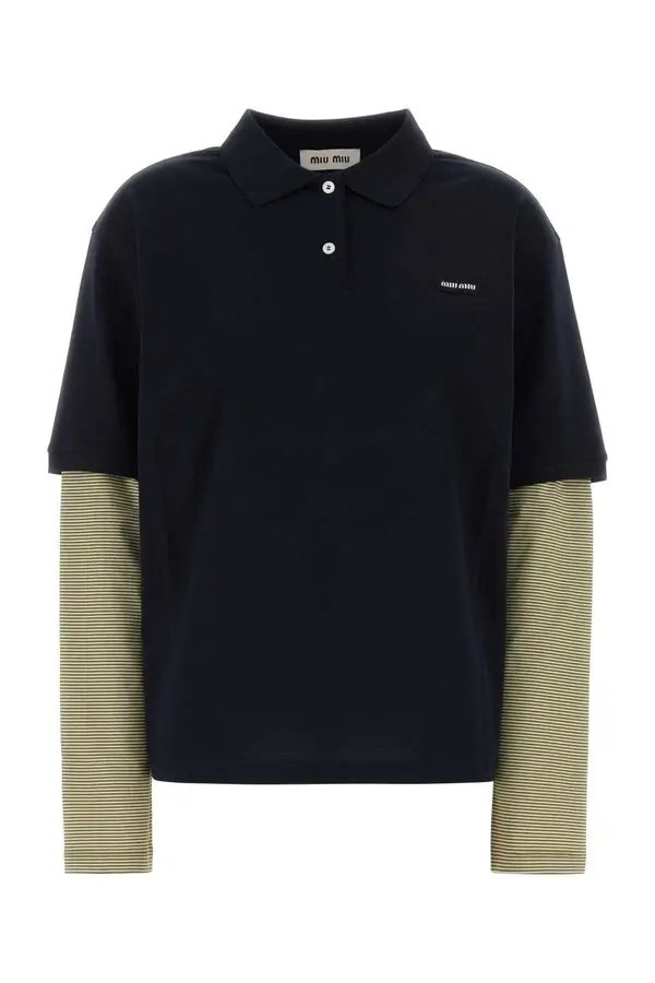 Miu Miu Oversized Cotton Polo Shirt - Blue