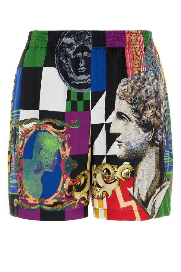 Versace Printed Silk Bermuda Shorts