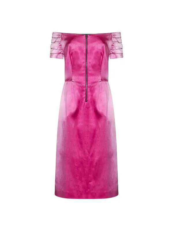 Prada Abbigliamento Fuchsia Washed Duchesse Midi Dress - Multicolor