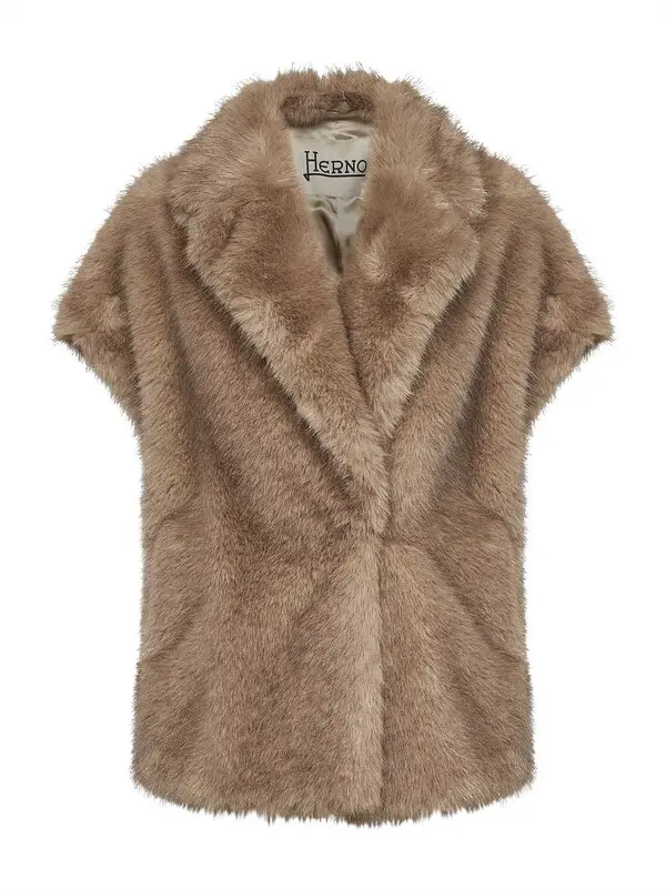 Herno Chantilly Long-hair Faux Fur Vest - Multicolor