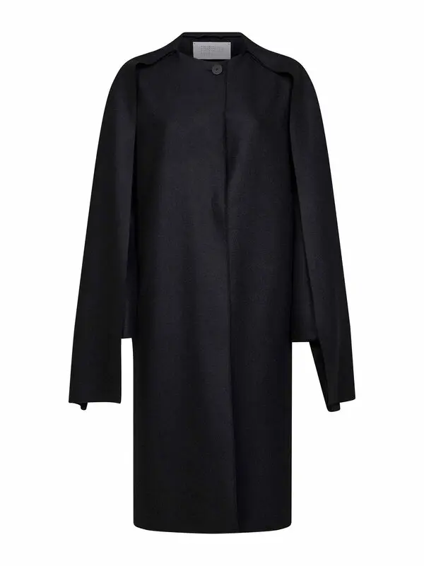 Harris Wharf London Black Virgin Wool Long Scarf Coat