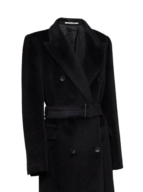 Tagliatore Black Alpaca-blend Beaver Jole Double-breasted Belted Trench Coat