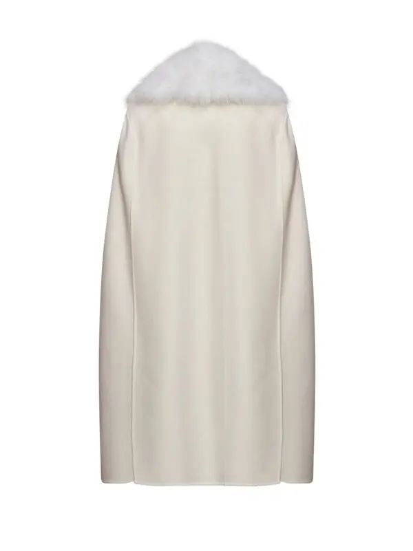 Fendi Ivory Double-sided Wool-blend Cape With Fox Fur Collar