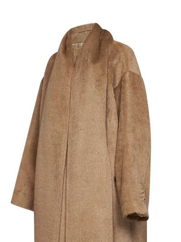 Dolce & Gabbana Dark Beige Alpaca And Virgin Wool Scarf Coat