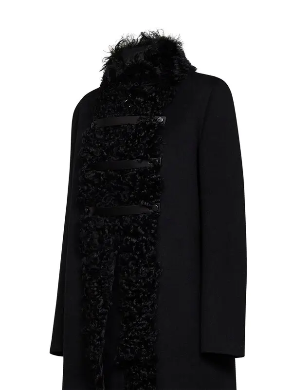 Fendi Black Double-sided Wool-blend And Shearling Coat