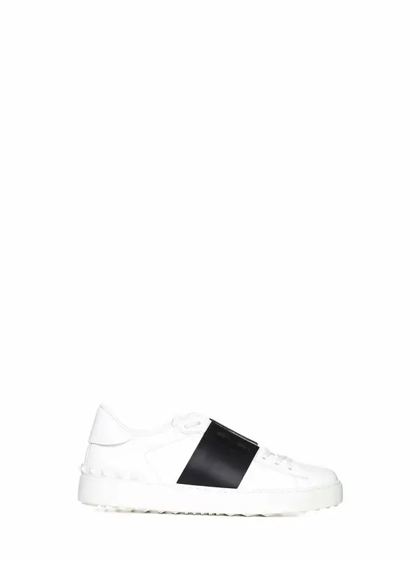 Valentino Garavani White And Blue Calfskin Leather Open Sneakers - Multicolor