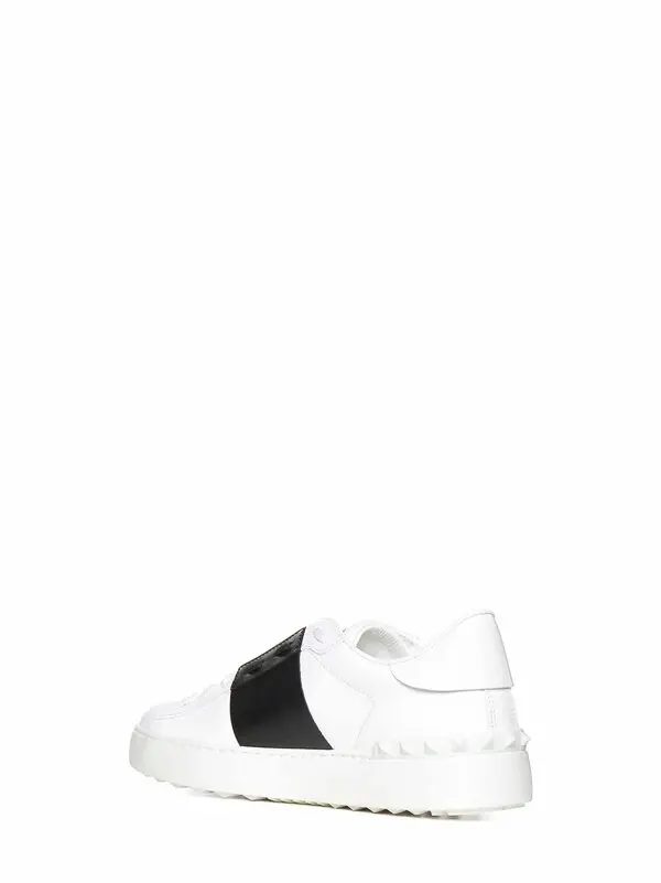 Valentino Garavani White And Blue Calfskin Leather Open Sneakers - Multicolor