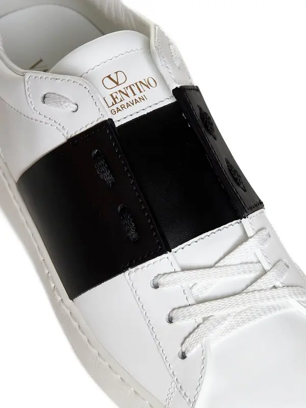 Valentino Garavani White And Blue Calfskin Leather Open Sneakers - Multicolor
