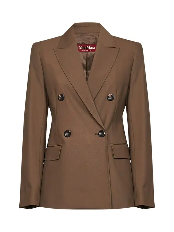 Max Mara Khaki Stretch Twill Mstgioiosa Double-breasted Blazer - Multicolor