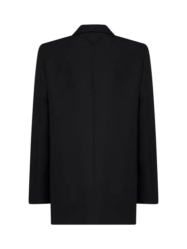 Prada Abbigliamento Black Compact Gabardine Single-breasted Blazer