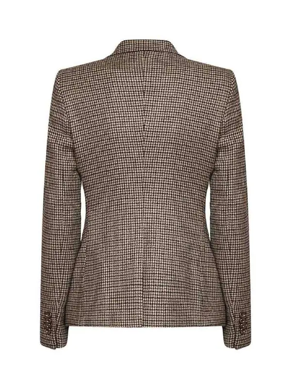 Tagliatore Tobacco Houndstooth Wool Blend Coreen Double-breasted Blazer