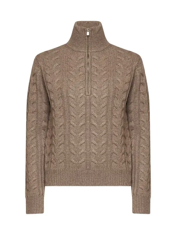 Max Mara Sand Mxmlibero Half-zip Sweater - Multicolor
