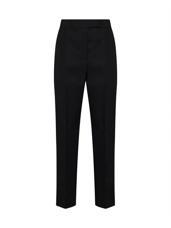 Prada Abbigliamento Black Compact Gabardine Straight-leg Trousers - Multicolor