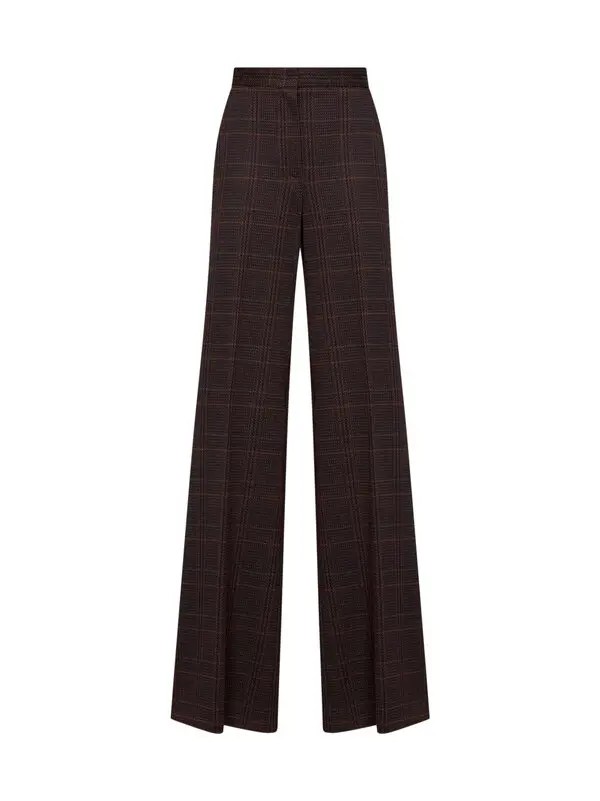 Max Mara Burgundy Brown Prince Of Wales Check Mxmemiro Wide-leg Trousers - Multicolor