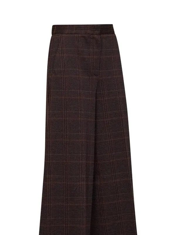 Max Mara Burgundy Brown Prince Of Wales Check Mxmemiro Wide-leg Trousers - Multicolor