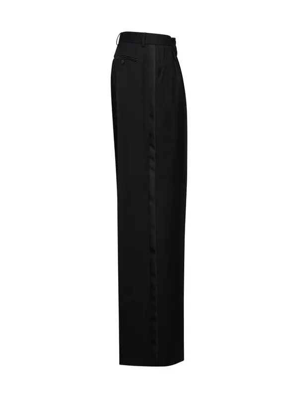Dolce & Gabbana Black Bi-stretch Wool Straight Trousers