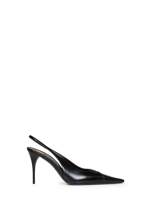 Saint Laurent Black Leather Babylone 90 Slingback Pumps