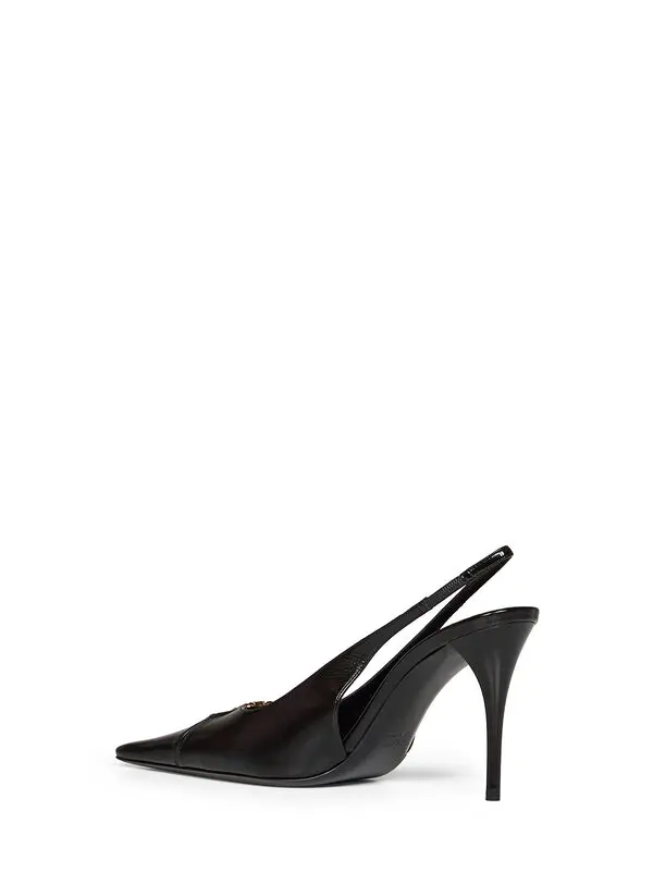 Saint Laurent Black Leather Babylone 90 Slingback Pumps