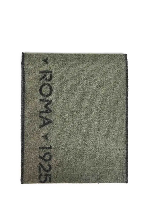 Fendi Silk Army Green Wool And Cashmere Double-sided Scarf