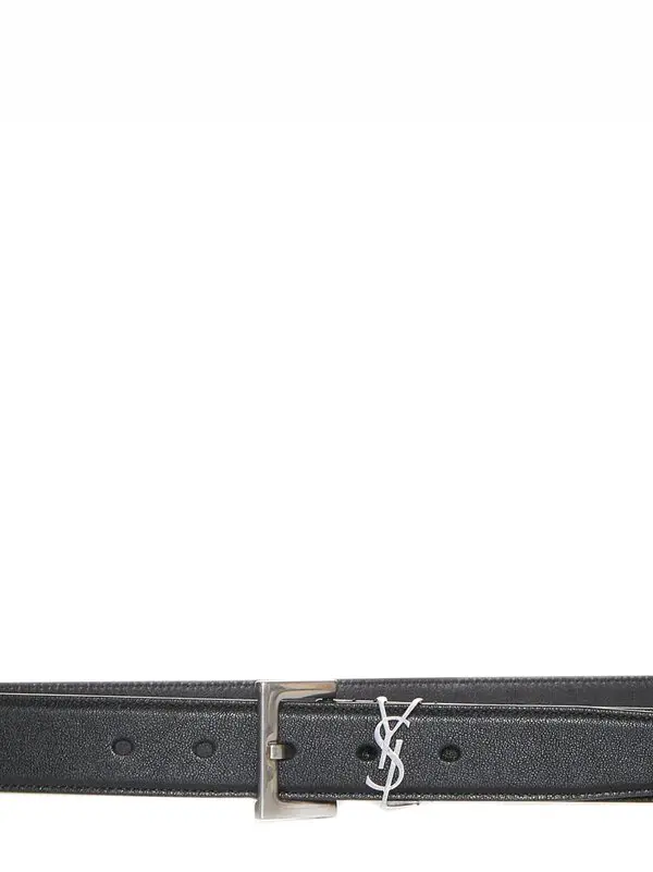 Saint Laurent Black Lambskin Cassandre Belt