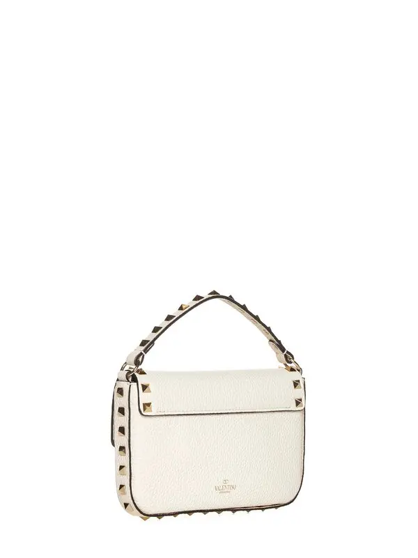 Valentino Garavani Light Ivory Rockstud Pouch With Handle And Shoulder Strap