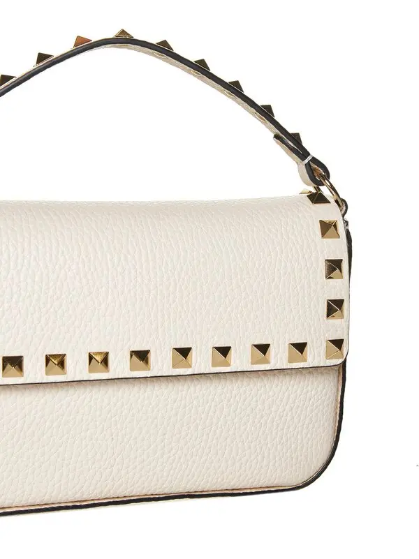 Valentino Garavani Light Ivory Rockstud Pouch With Handle And Shoulder Strap