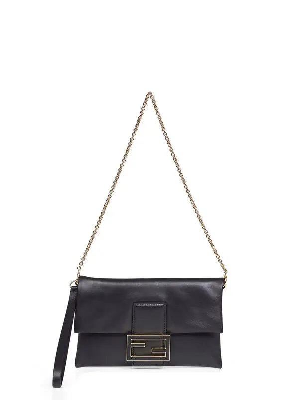 Fendi Black Mamma Baguette Pouch Clutch - Multicolor