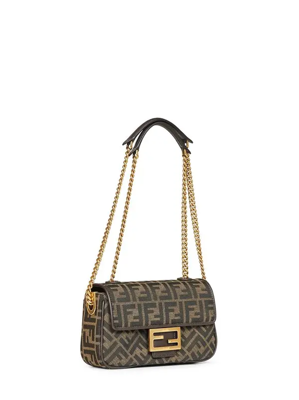 Fendi Brown Baguette Chain Midi Crossbody Bag