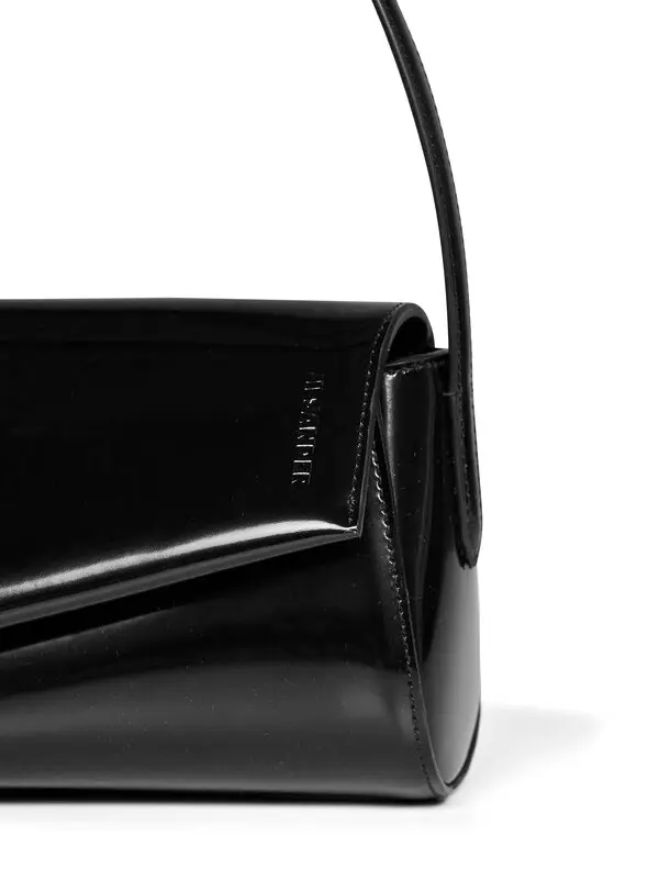 JIL SANDER Black Kante Flap Shoulder Shoulder Bag