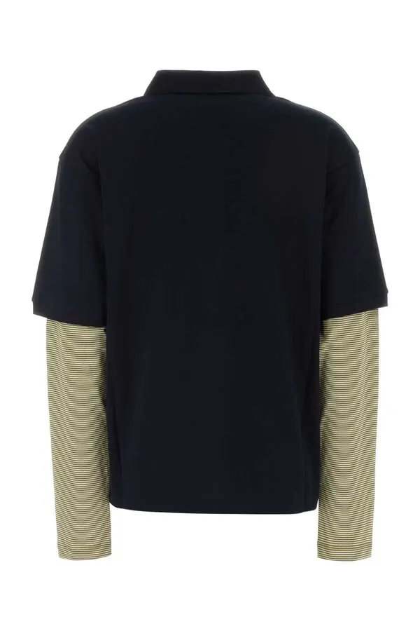 Miu Miu Navy Cotton Oversize Polo Shirt - Blue