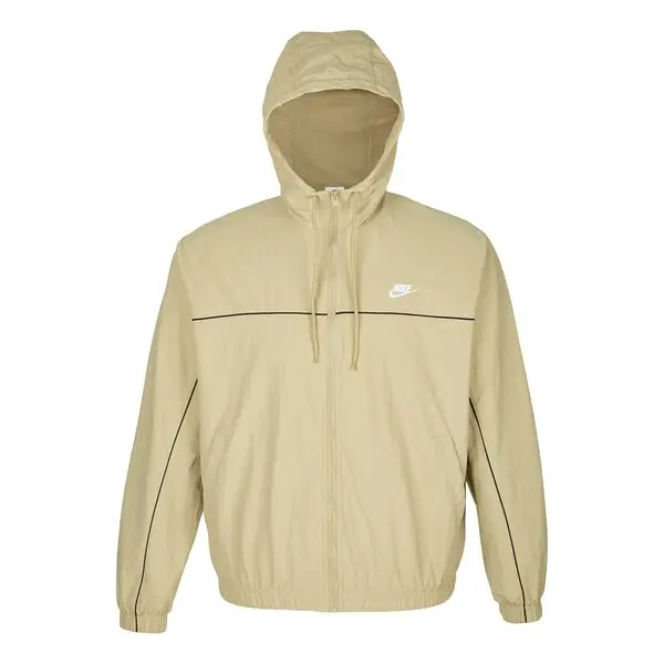 Nike Club Hooded Jacket 'parachute Beige Light Khaki - Parachute Beige/light Khaki/black