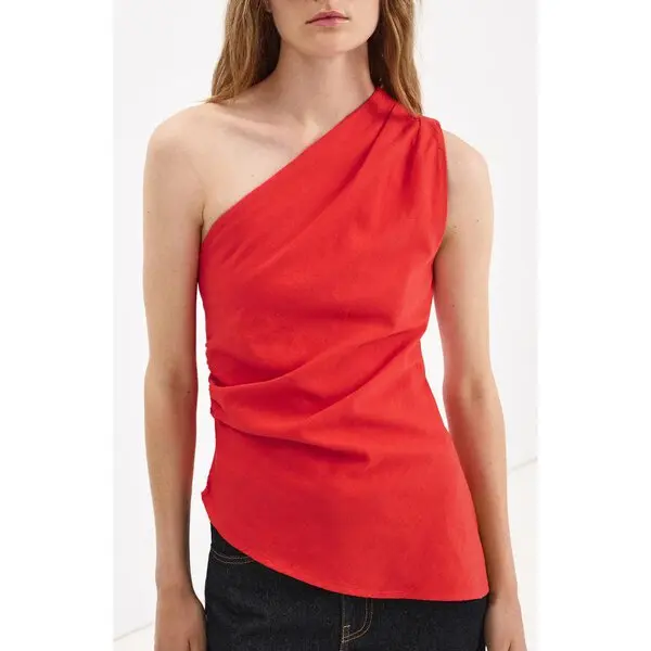 Mango Asymmetrical Draped One-shoulder Top