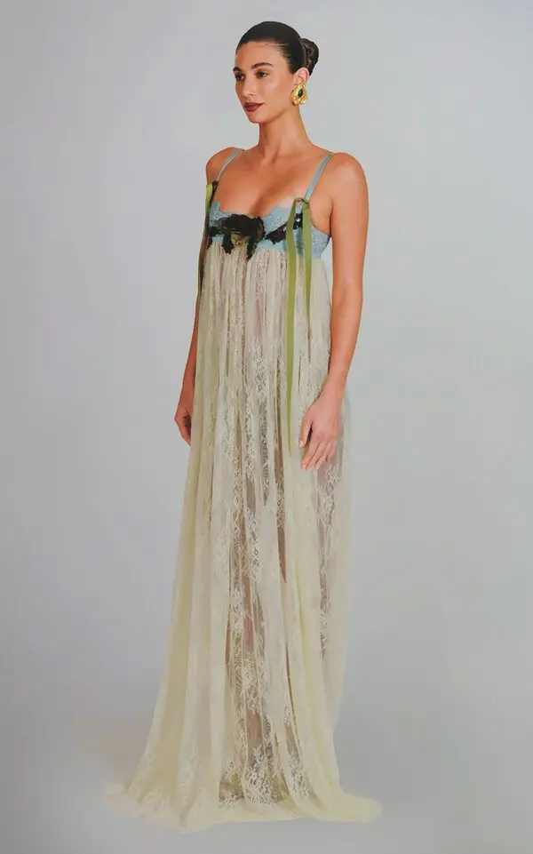 SALMA OSMAN Embellished Lace Gown