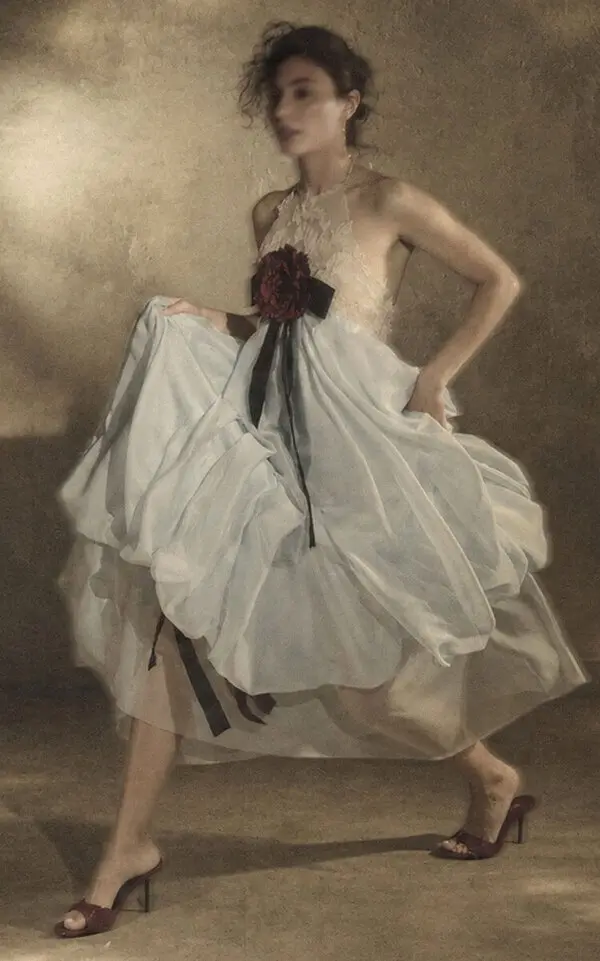 SALMA OSMAN Floral Appliqué Lace Gown