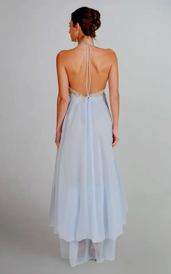 SALMA OSMAN Floral Appliqué Lace Gown