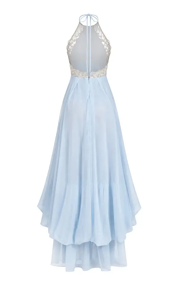 SALMA OSMAN Floral Appliqué Lace Gown