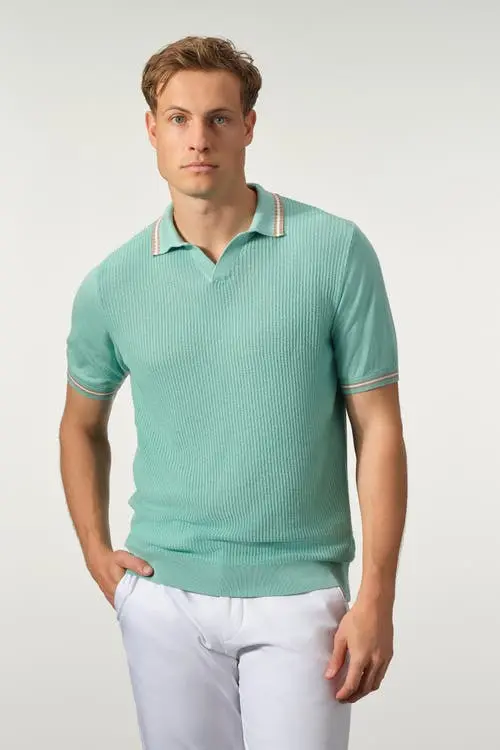 GARNET Classic-fit Modal Polo Shirt - Aqua