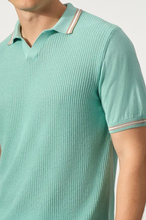 GARNET Classic-fit Modal Polo Shirt - Aqua