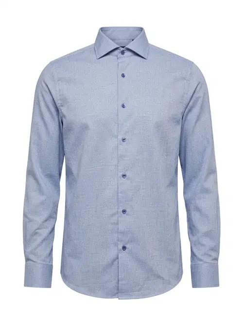 GARNET Slim Fit Cotton Button-down Dress Shirt - Navy