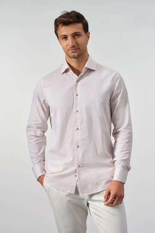 GARNET Slim Fit Cotton Button-down Dress Shirt - Oat
