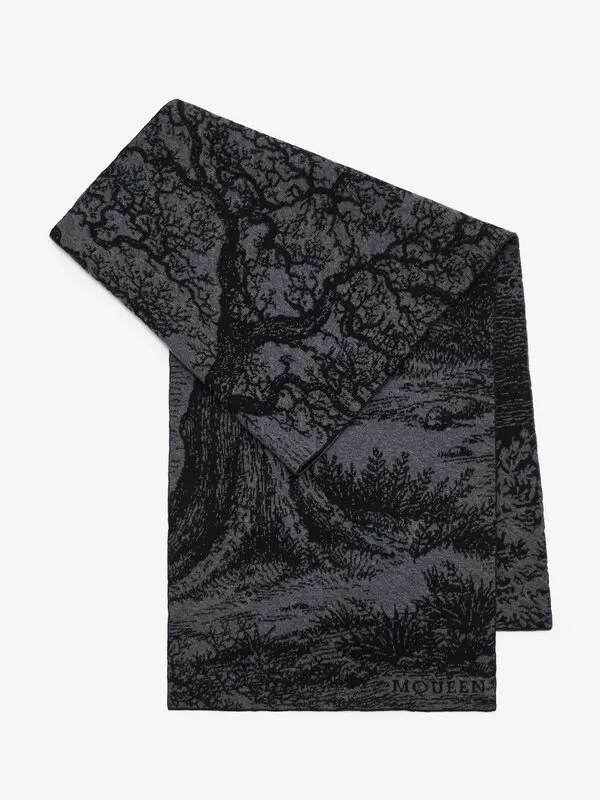 Alexander McQueen Tree Of Life' Wool Jacquard Scarf - Grey