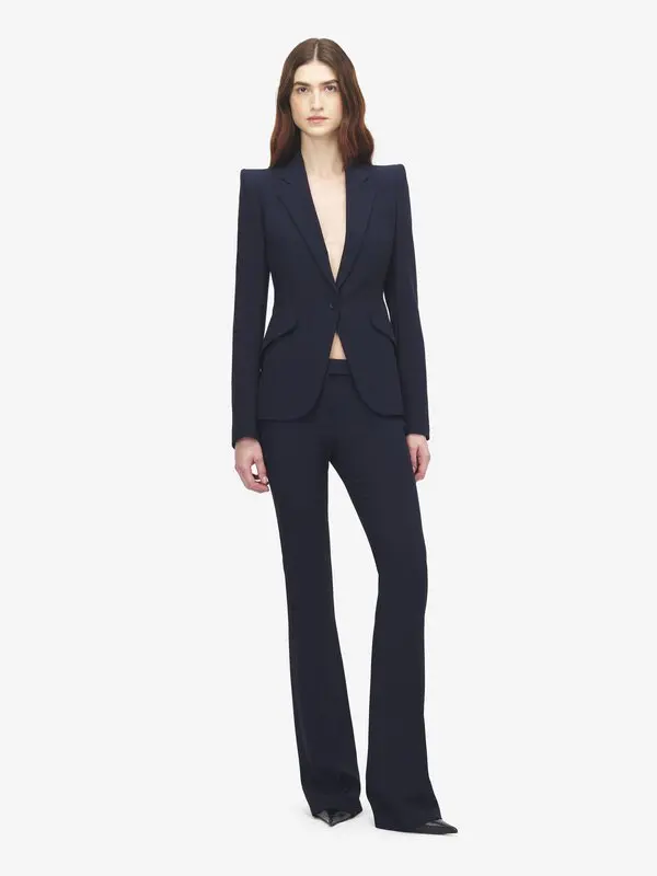 Alexander McQueen Leaf Crepe Bootcut Trousers - Blue