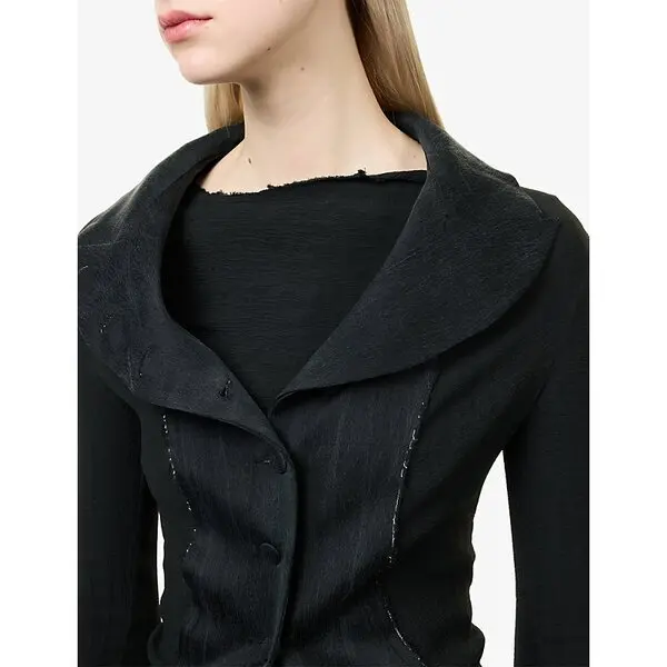 MARC LEBIHAN Floral Lace-jacquard Stretch-woven Jacket
