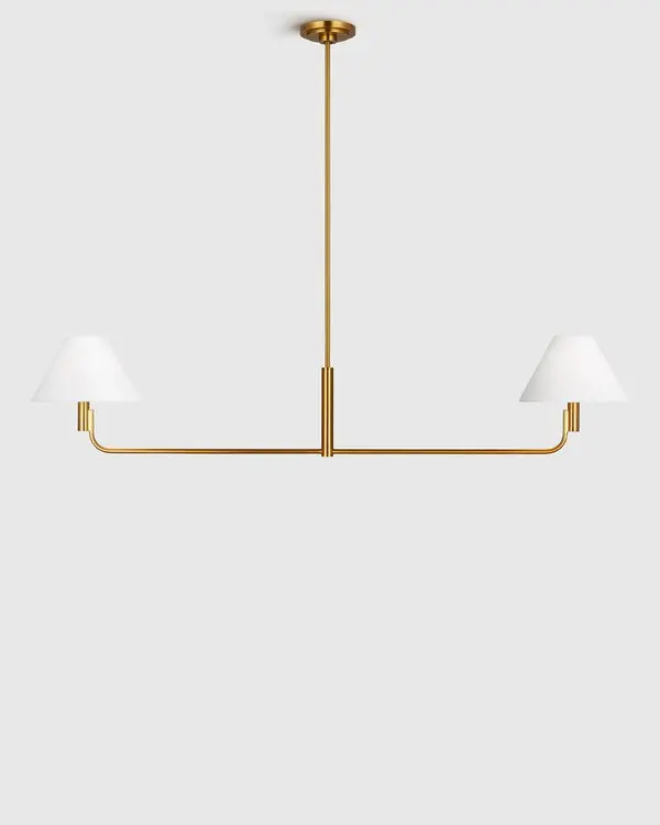 Quince Contemporary Steel Chandelier With Linen Shades - Brass